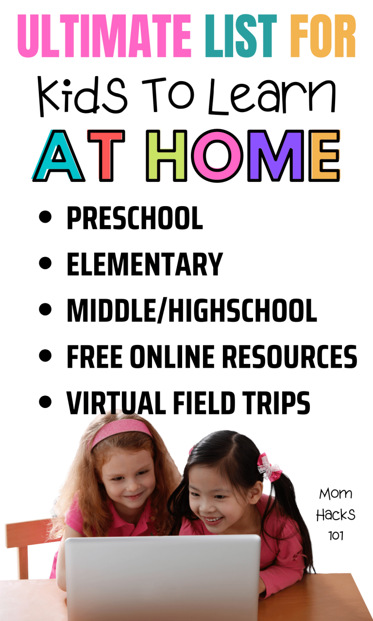 101 Fun & Free Ways For Kids To Learn At Home - Mom Hacks 101