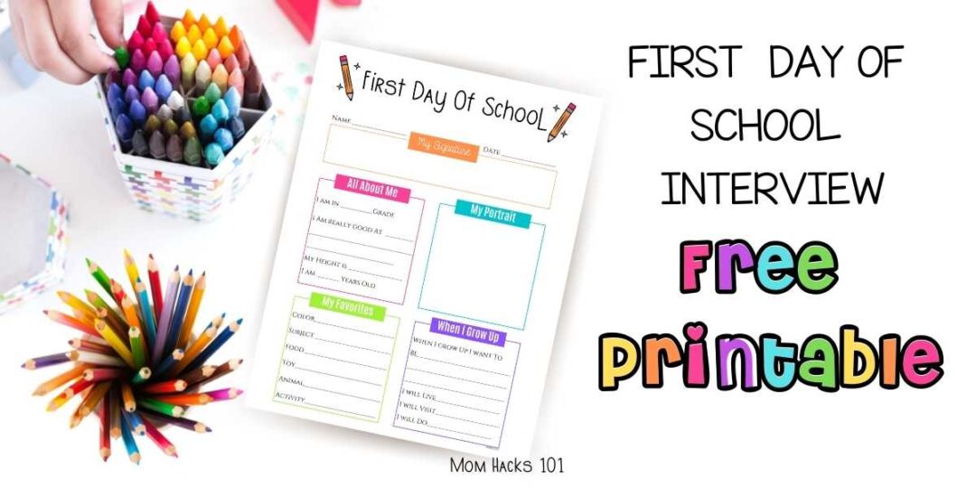 FREE First Day Of School Questionnaire (Kid Interview Questions ...