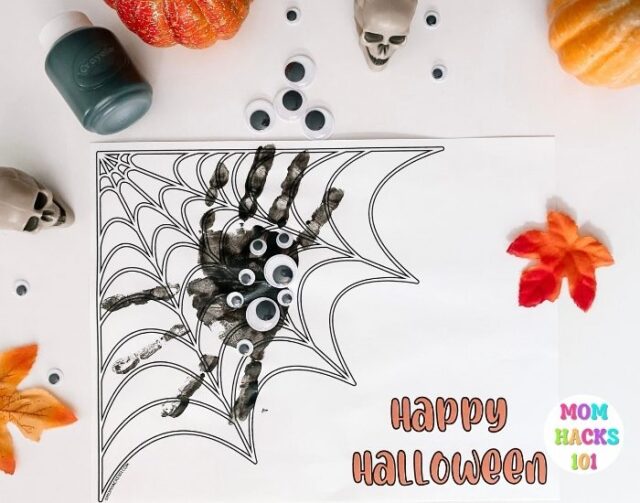 Halloween Handprint Spider Craft For Toddlers FREE Printable - Mom ...