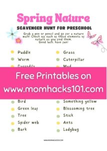 Spring Scavenger Hunt For Kids & Preschool (FREE Printables) - Mom ...