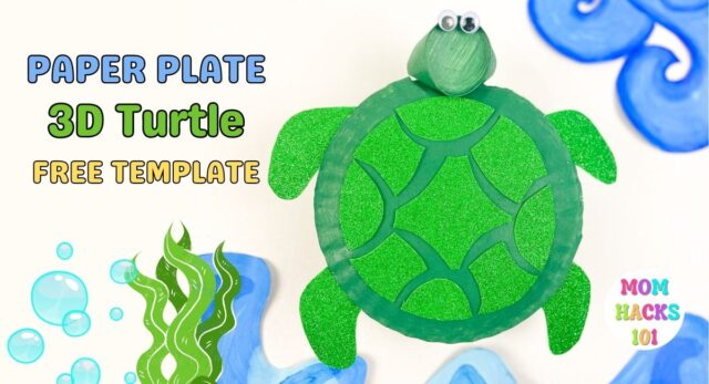 3D Paper Plate Turtle Craft (Free Printable Template) - Mom Hacks 101